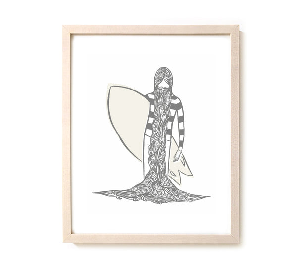 Grey Beard Surfing Art Print | Matthew Allen Art
